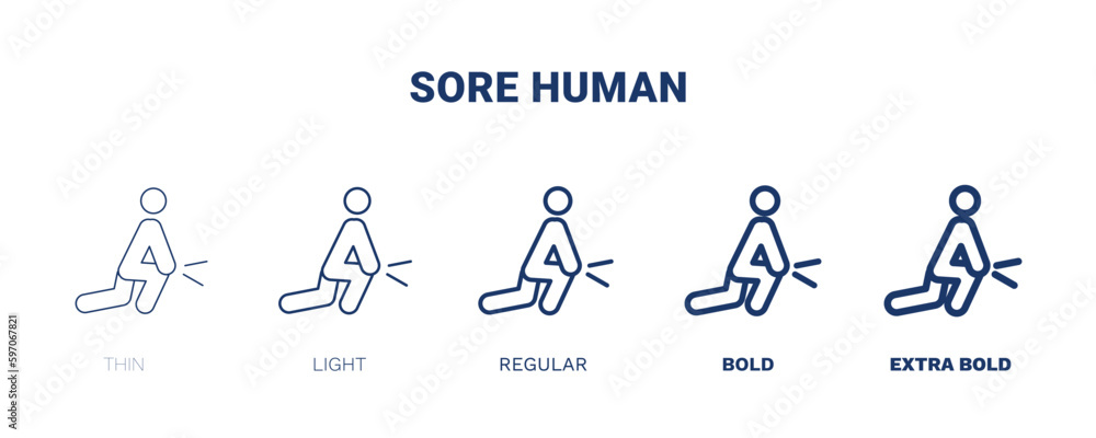 Vetor de sore human icon. Thin, light, regular, bold, black sore human ...