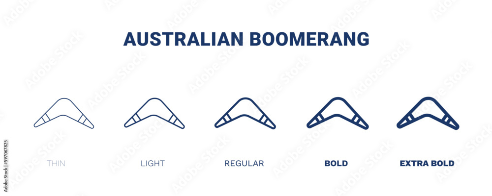 australian boomerang icon. Thin, light, regular, bold, black australian ...
