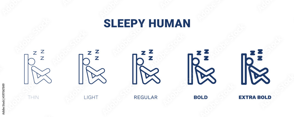 sleepy human icon. Thin, light, regular, bold, black sleepy human icon ...