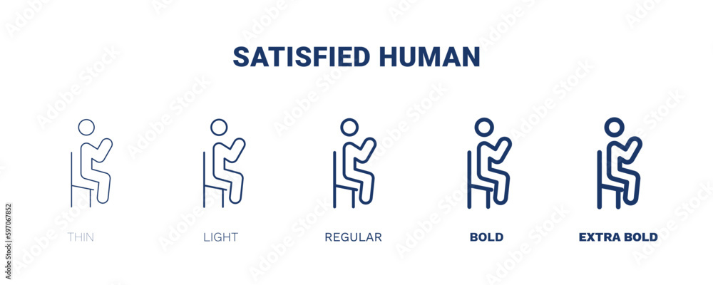 satisfied human icon. Thin, light, regular, bold, black satisfied human ...