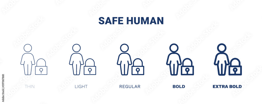 Vecteur Stock safe human icon. Thin, light, regular, bold, black safe ...