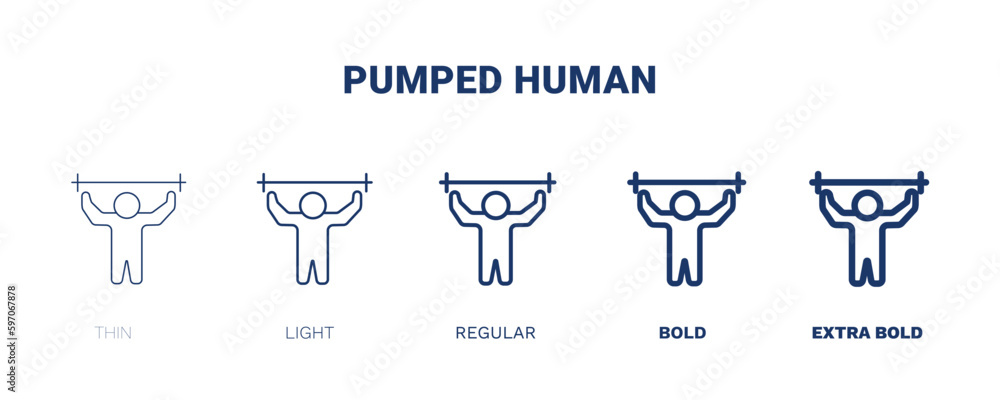 pumped human icon. Thin, light, regular, bold, black pumped human icon ...