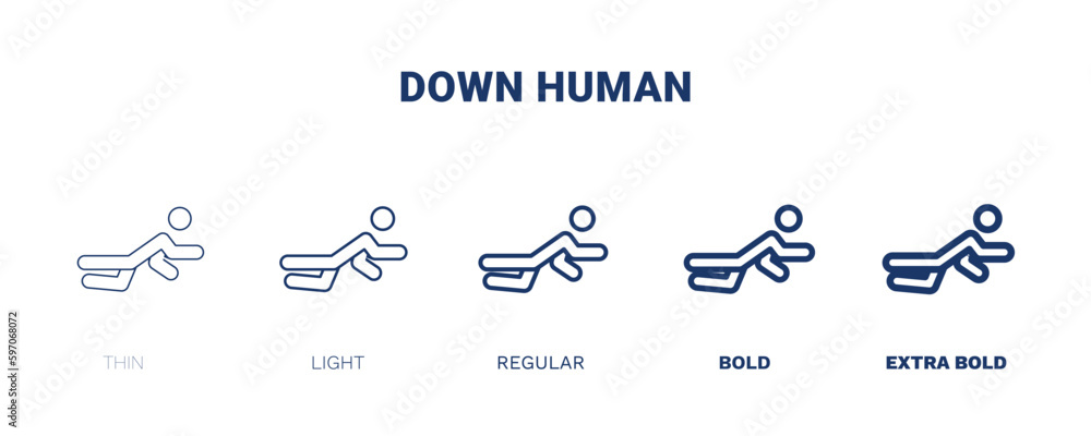 down human icon. Thin, light, regular, bold, black down human icon set ...