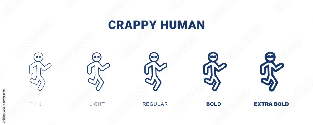 crappy human icon. Thin, light, regular, bold, black crappy human icon ...