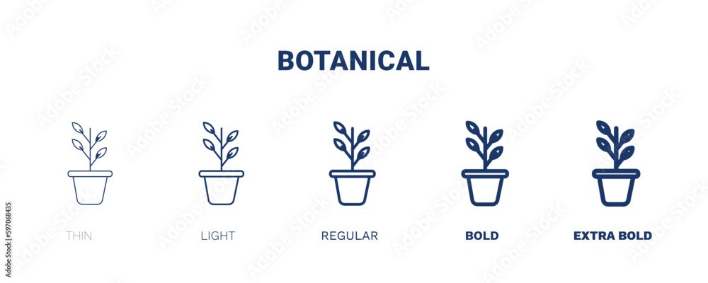 botanical icon. Thin, light, regular, bold, black botanical icon set ...