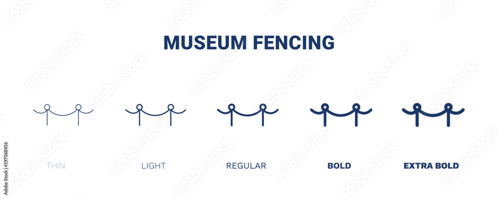 museum fencing icon. Thin, light, regular, bold, black museum fencing ...