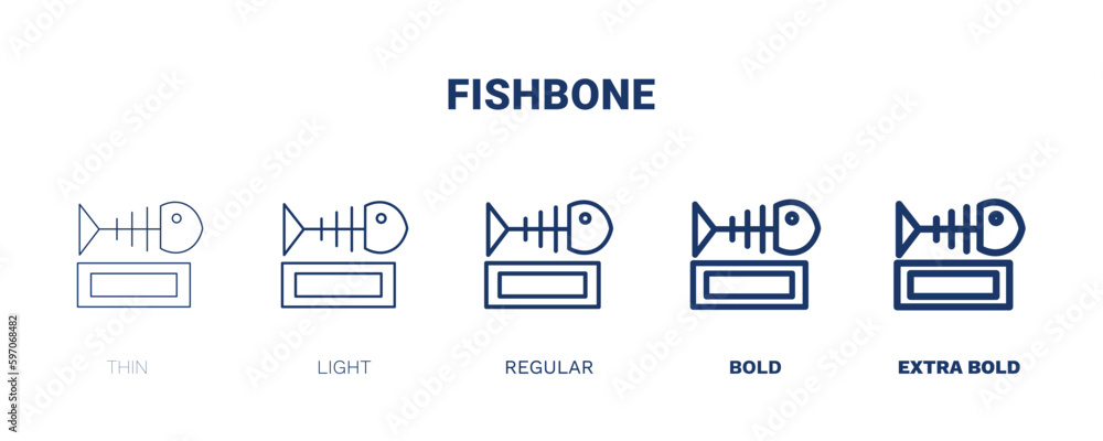 Vetor de fishbone icon. Thin, light, regular, bold, black fishbone icon ...