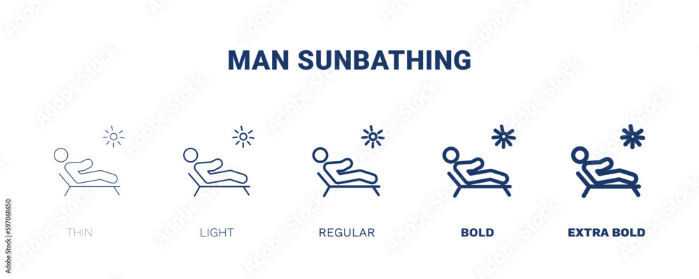 man sunbathing icon. Thin, light, regular, bold, black man sunbathing ...