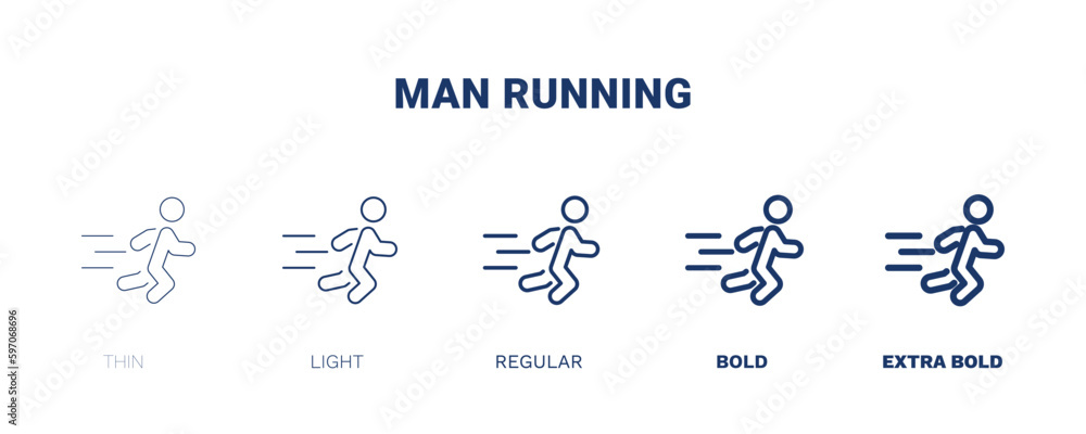 man running icon. Thin, light, regular, bold, black man running icon ...