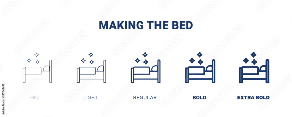 making the bed icon. Thin, light, regular, bold, black making the bed ...