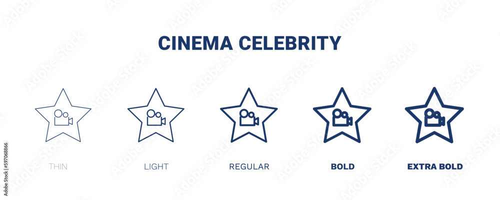 cinema celebrity icon. Thin, light, regular, bold, black cinema ...