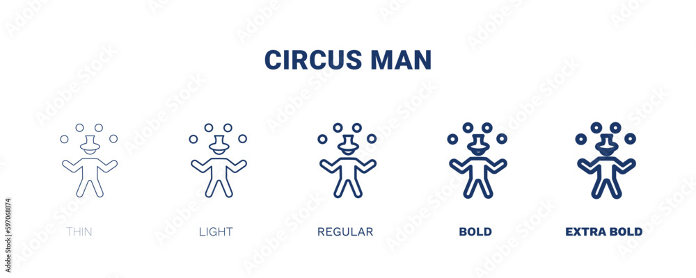 circus man icon. Thin, light, regular, bold, black circus man icon set ...
