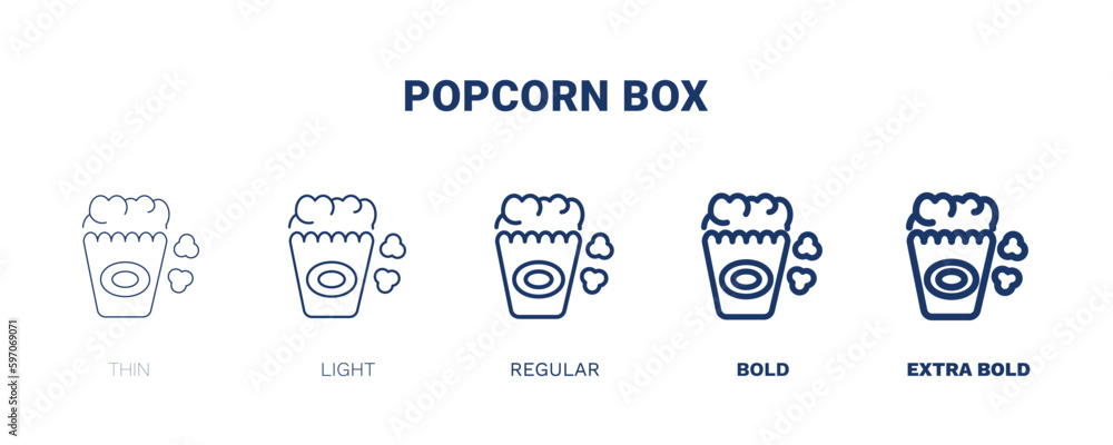 popcorn box icon. Thin, light, regular, bold, black popcorn box icon ...