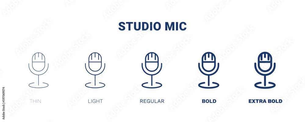 studio mic icon. Thin, light, regular, bold, black studio mic icon set ...