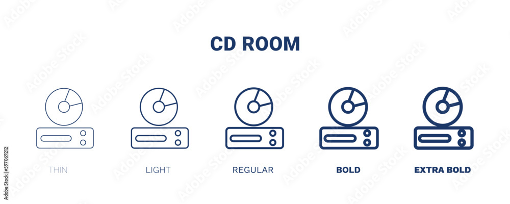 cd room icon. Thin, light, regular, bold, black cd room icon set from ...