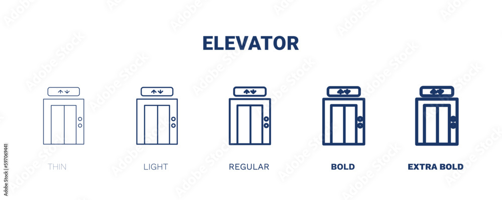 elevator icon. Thin, light, regular, bold, black elevator icon set from ...