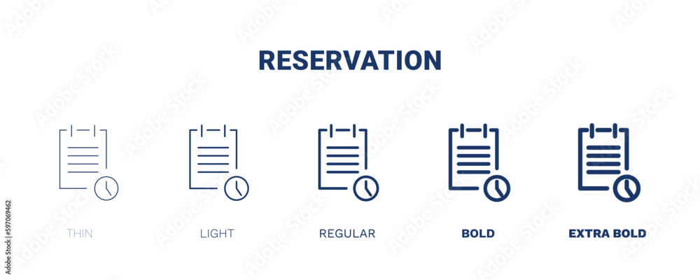 reservation icon. Thin, light, regular, bold, black reservation icon ...