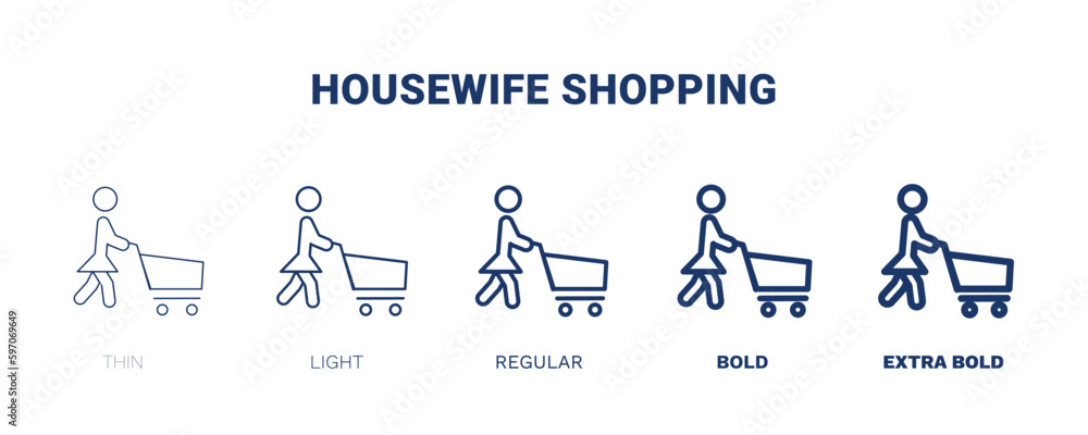 housewife shopping icon. Thin, light, regular, bold, black housewife ... housewife shopping icon. Thin, light, regular, bold, black housewife ...