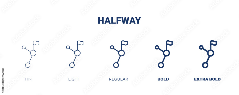 halfway icon. Thin, light, regular, bold, black halfway icon set from ...