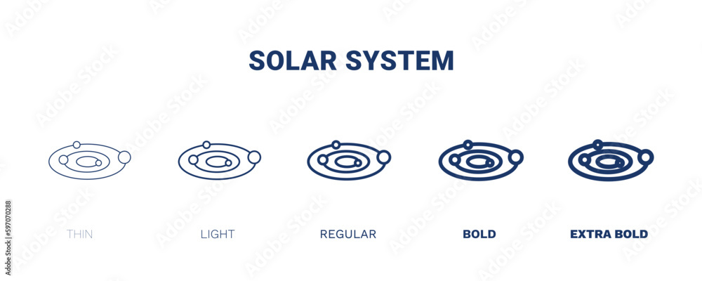 Vektorová grafika „solar system icon. Thin, light, regular, bold, black ...