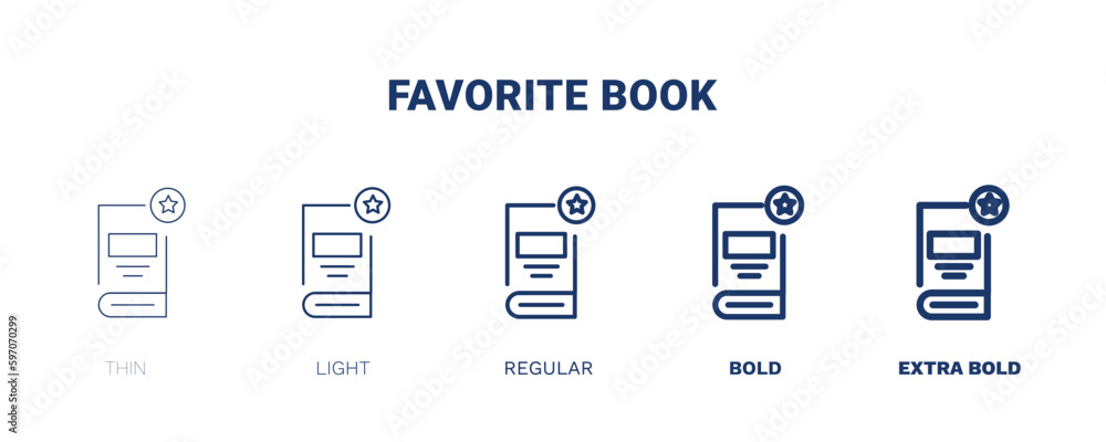 favorite book icon. Thin, light, regular, bold, black favorite book ...