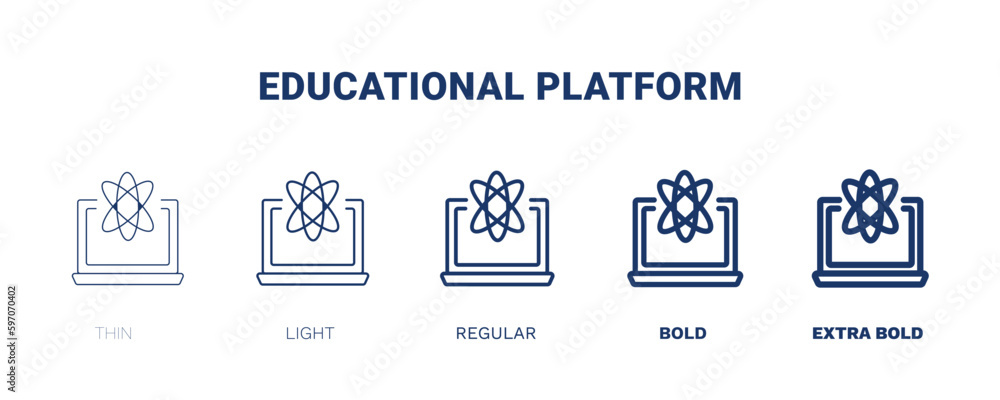 educational platform icon. Thin, light, regular, bold, black ...
