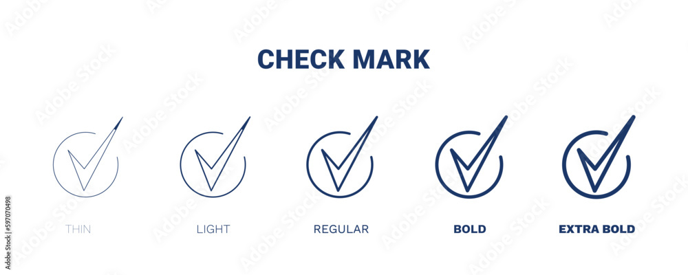 check mark icon. Thin, light, regular, bold, black check mark icon set ...