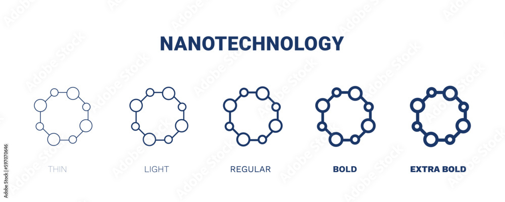 nanotechnology icon. Thin, light, regular, bold, black nanotechnology ...