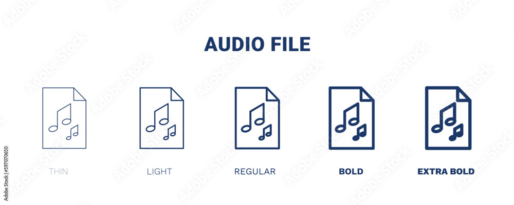 audio file icon. Thin, light, regular, bold, black audio file icon set ...