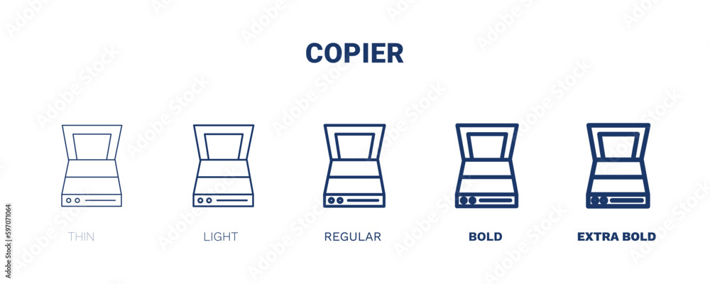 Vettoriale Stock copier icon. Thin, light, regular, bold, black copier ...