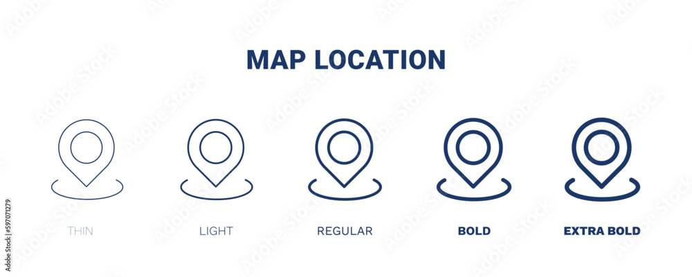 map location icon. Thin, light, regular, bold, black map location icon ...