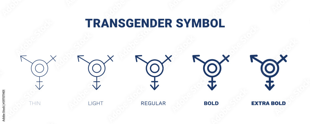transgender symbol icon. Thin, light, regular, bold, black transgender ...
