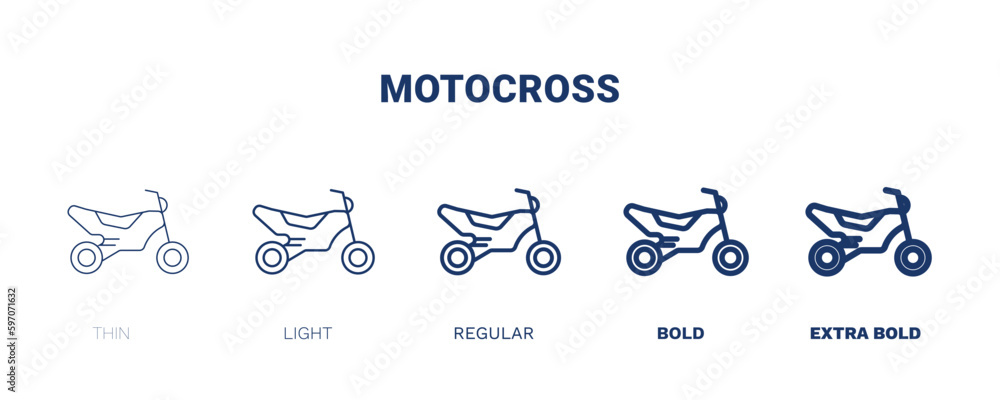 motocross icon. Thin, light, regular, bold, black motocross icon set ...