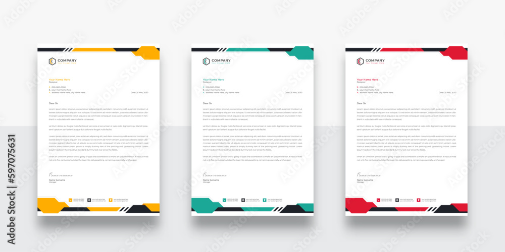 Abstract Modern and Creative Corporate Business letterhead design ...
