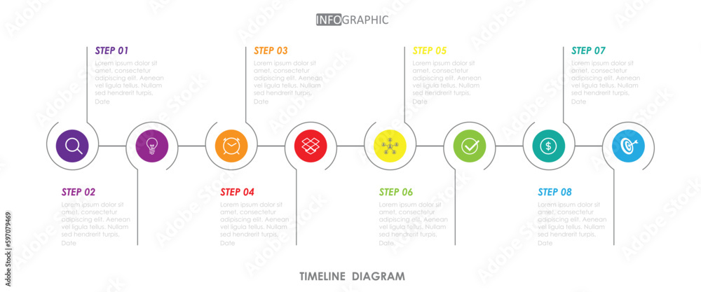 timeline diagram abstract element project week Infographic template for ...