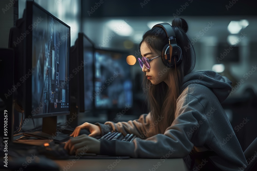 A talented Asian girl working for a global conglomerate. a modern and ...