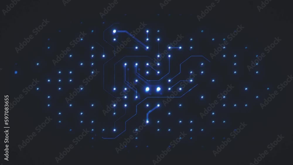 Abstract Cyber Technology Chipset Motherboard Loop/ 4k animation of an ...