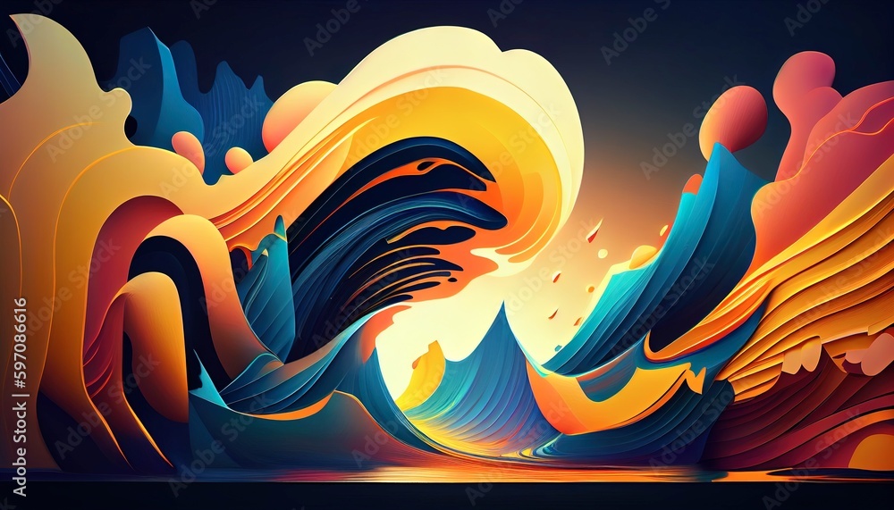 Vibrant Tidal Wave, Stunning Abstract Image, Dynamic Scene, High ...