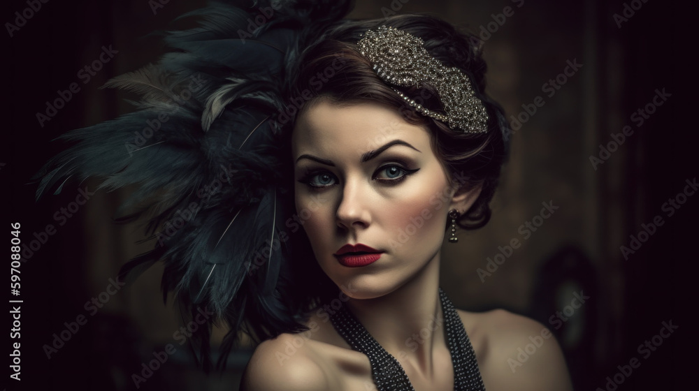 Elegant and glamorous burlesque performer created with generative AI ...