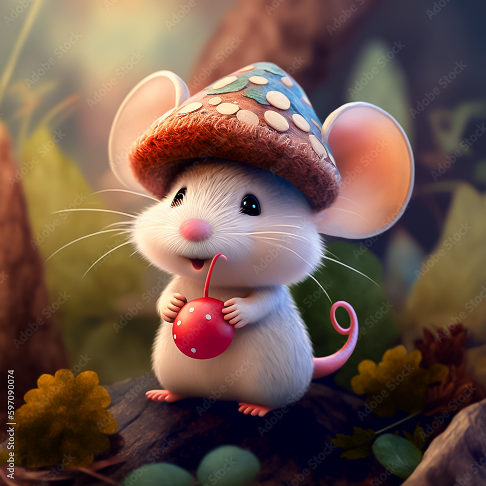 Mouse adventurer discovering new heights in the mountains with cute ...
