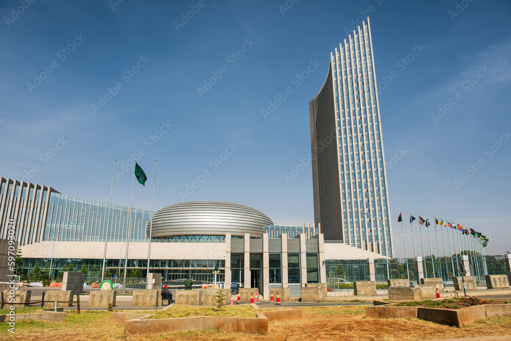 ADDIS ABABA, ETHIOPIA - MAY 1, 2015 : The African Union's headquarters ...