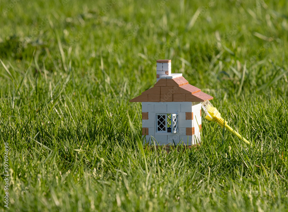 The concept of connecting to the Internet of every home. LAN cable ...