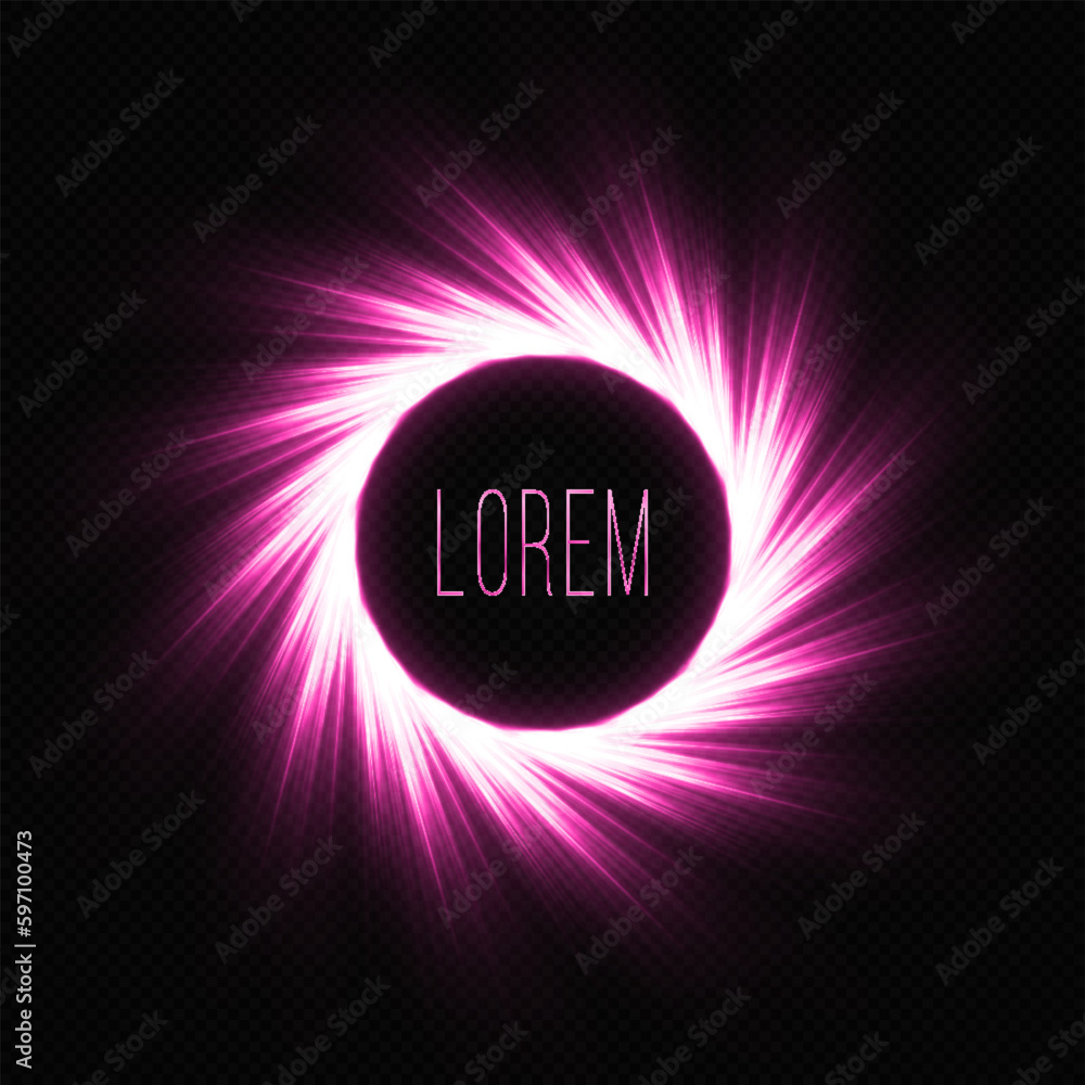 Magic circle with light effect. Rotating ring with glowing rays ...