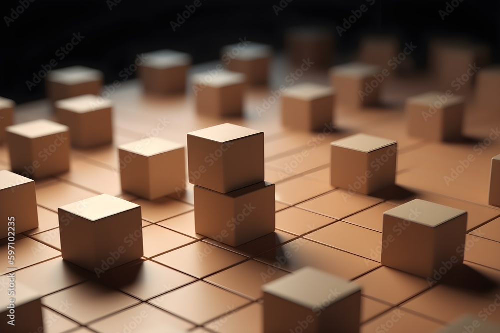 Minimalistic Gridscape: AI-Generated 3D Modern Concept Art of Cubes on ...