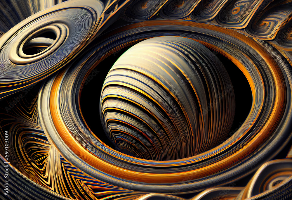 A complex, multi-layered pattern of interlocking shapes that resembles ...