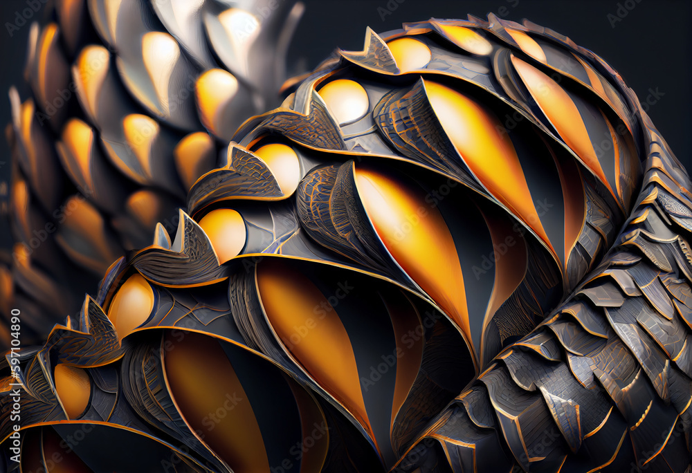 A complex, multi-layered pattern of interlocking shapes that resembles ...