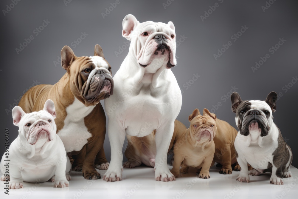 Group portrait photography of an aggressive bulldog being at a spa ...