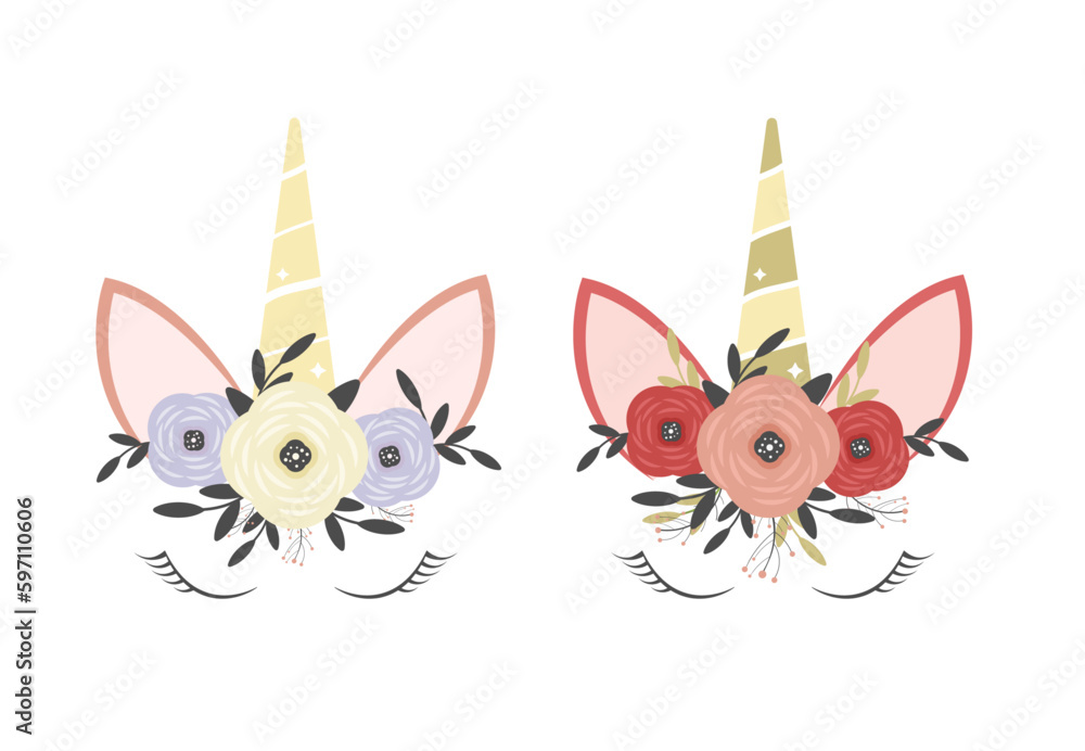 Cute unicorn icon set. Vector illustration Stock Vector | Adobe Stock