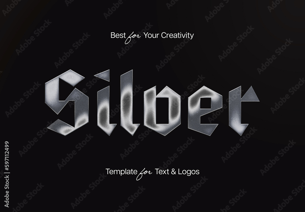 Silver Chrome Effect Mockup Stock Template | Adobe Stock