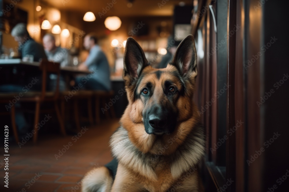 Lifestyle portrait photography of a scared german shepherd being at a ...